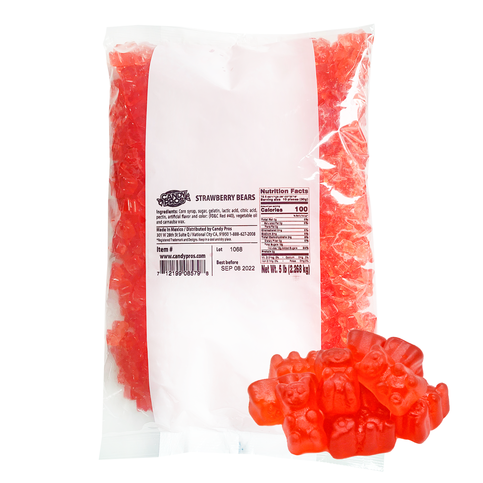 Strawberry Gummy Bears | Bulk All Red Strawberry Gummy Bears | Candy Pros