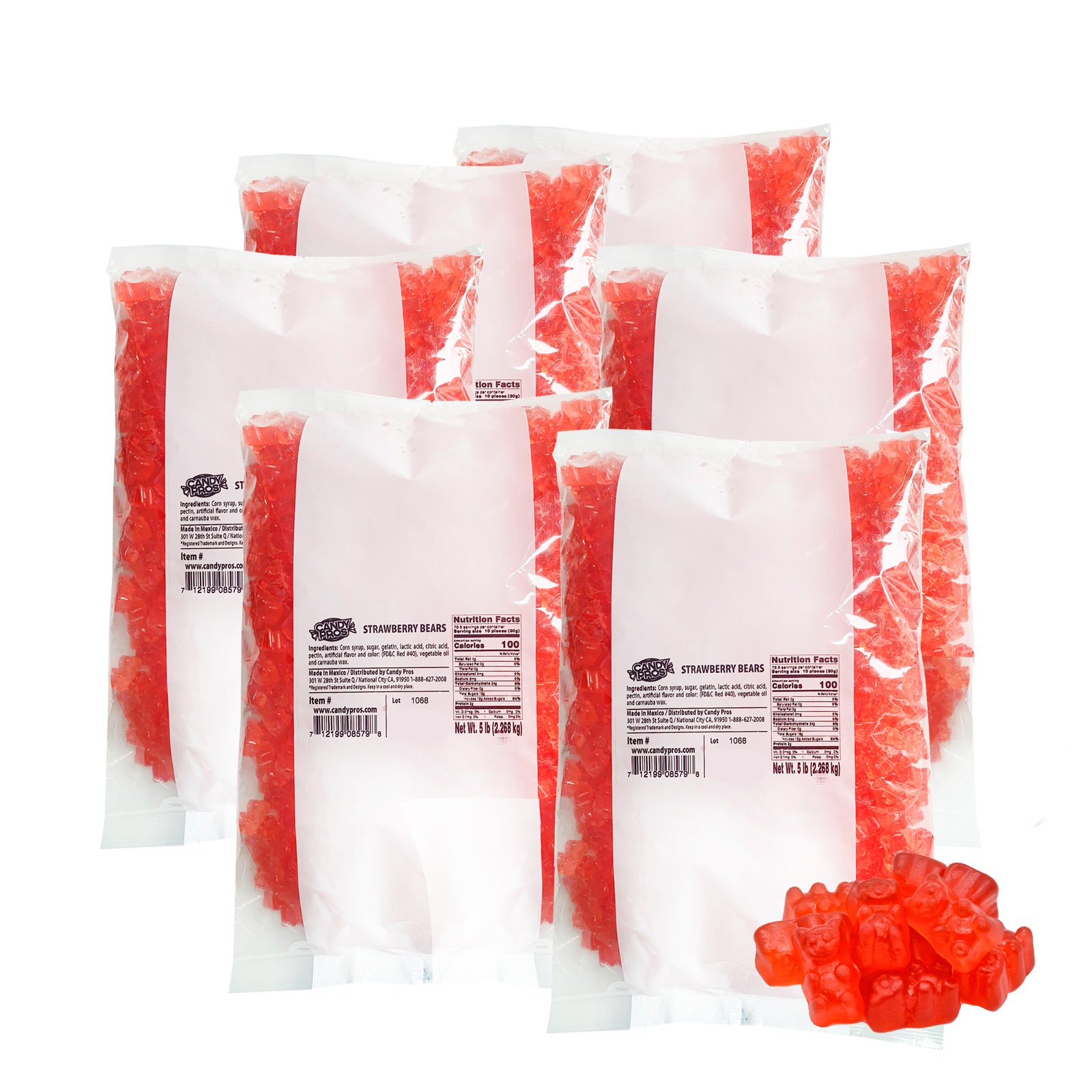 Strawberry Gummy Bears | Bulk All Red Strawberry Gummy Bears | Candy Pros